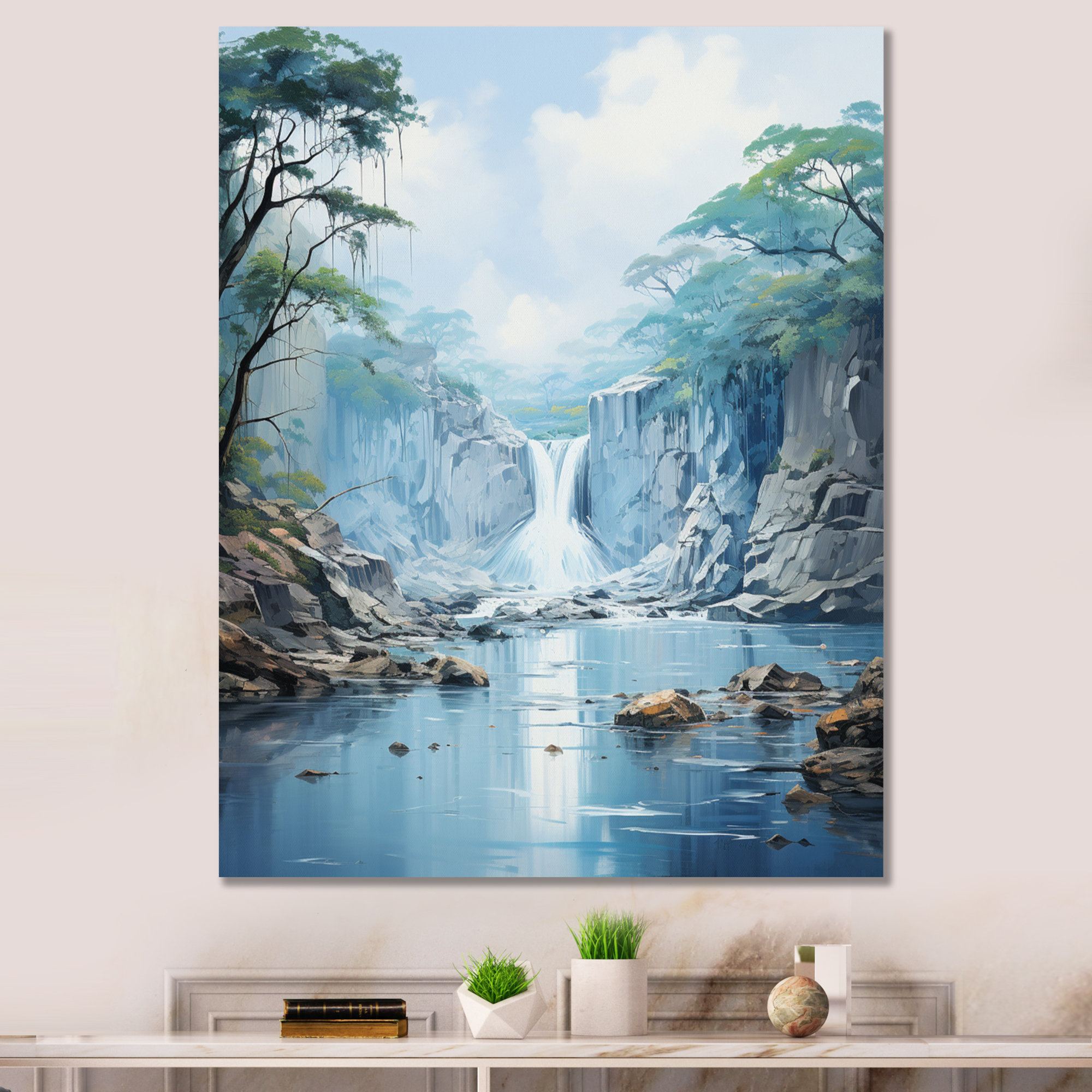Red Barrel Studio® Vitto Drip Serenity Falls On Canvas Print | Wayfair